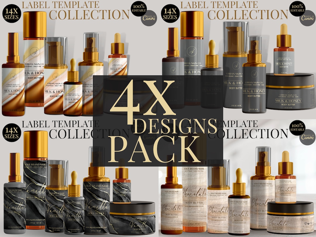 4x PACK DIY Editable Skin Care Product Label Template, Editable Product ...