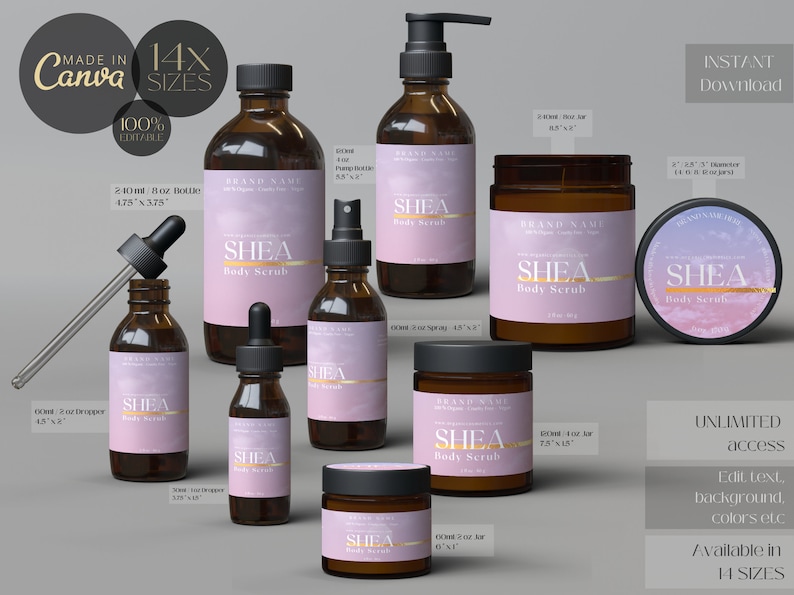 Editable Cosmetic Label Template Custom Beauty Product Label - Etsy UK