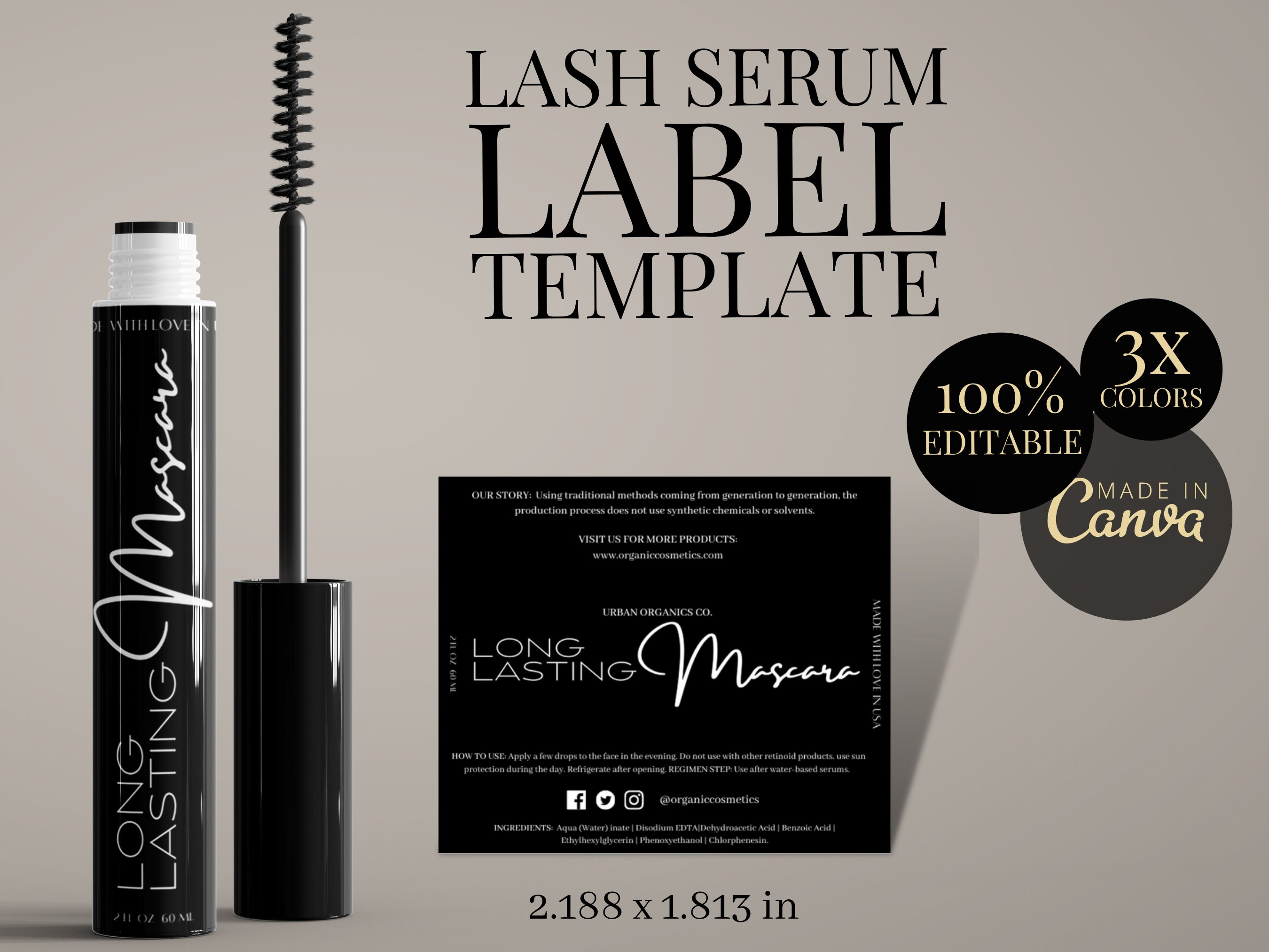 Mascara Label Template Editable Printable Custom Mascara Label - Etsy