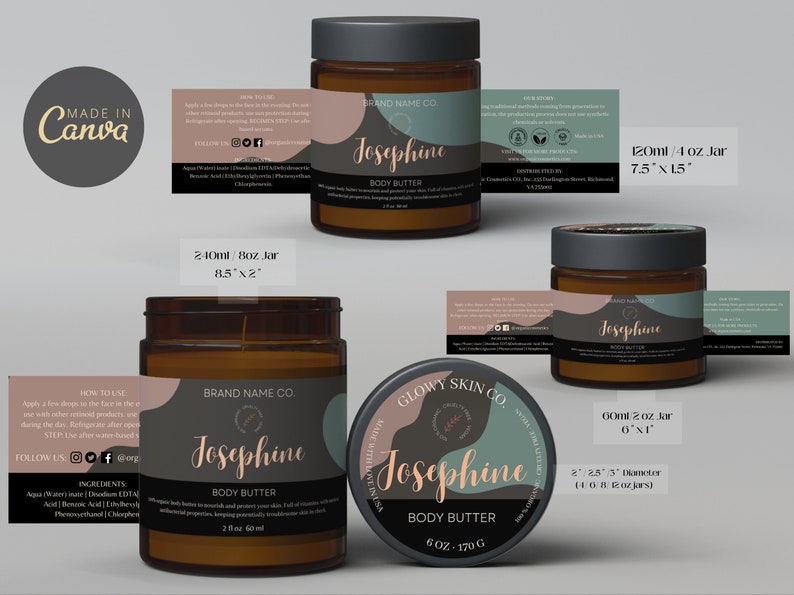 Cosmetic Labels Body Butter Labels Bottle Labels Editable - Etsy