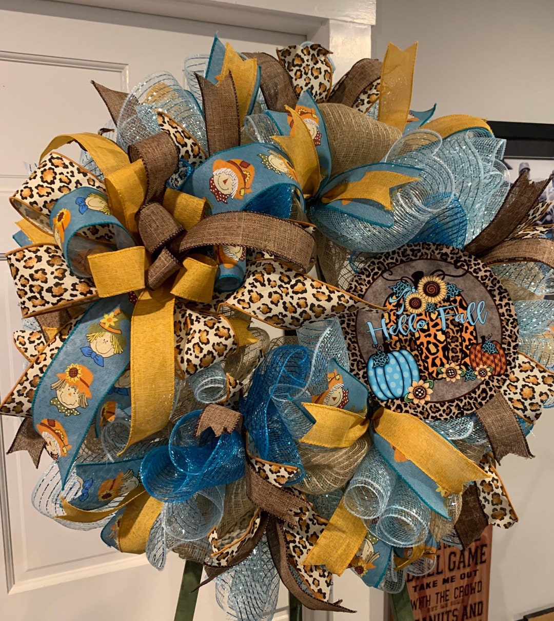 Leopard Print Wreath Autumn Harvest Wreath Hello Fall - Etsy