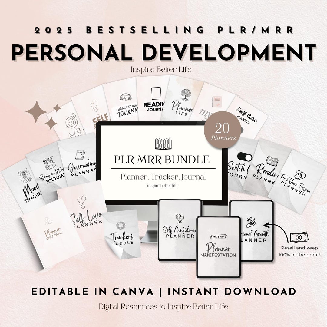 PLR / MRR Personal Development Planner Bundle, Printable and Editable ...