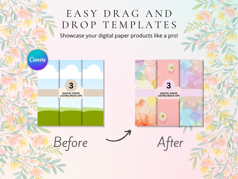 Digital Paper Mockup Templates Bundle, Etsy Listing Template for ...