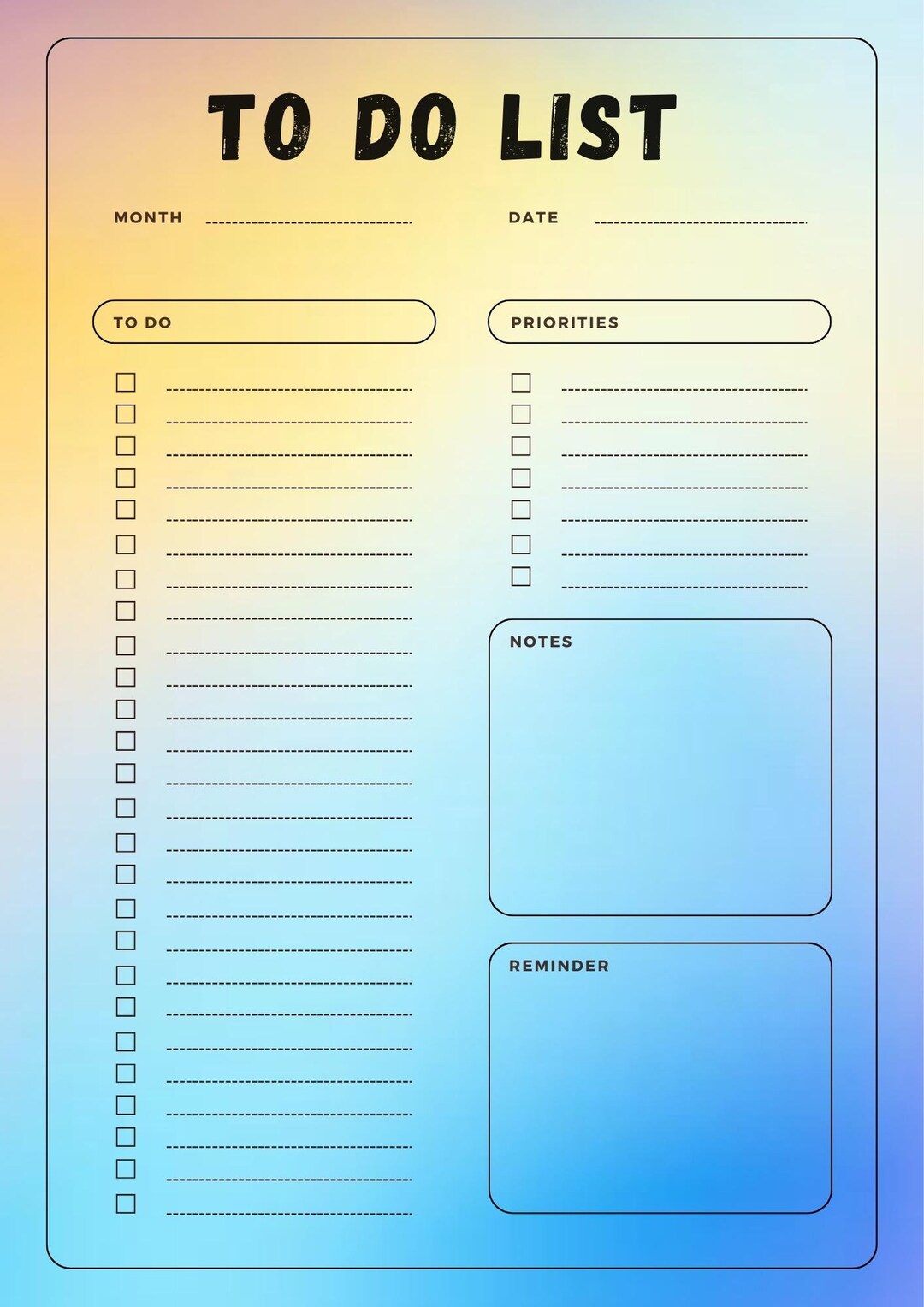 Blank to Do List Printable, Weekly to Do List, to Do List, To-do List ...