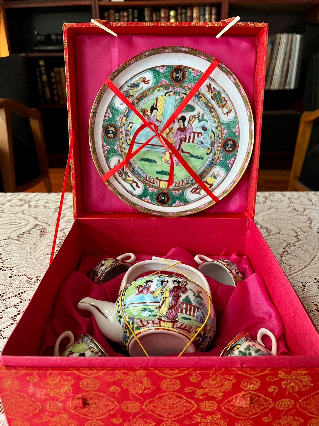Vintage Miniature Hand-painted Japanese Tea Set With Tray - in Original ...