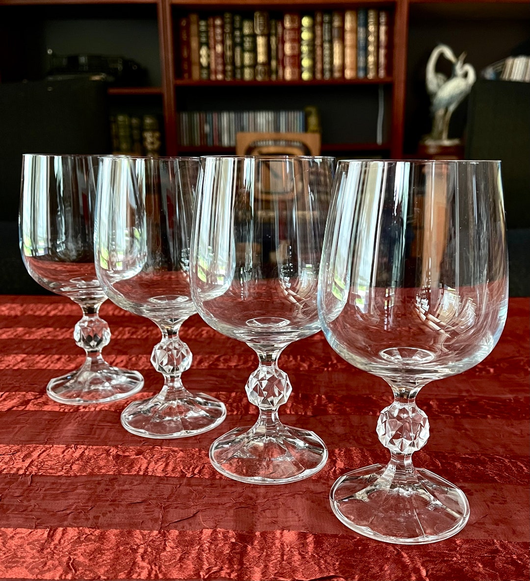 4 Vintage "claudia" Bohemia Crystal Wine Glasses From Import Associates ...