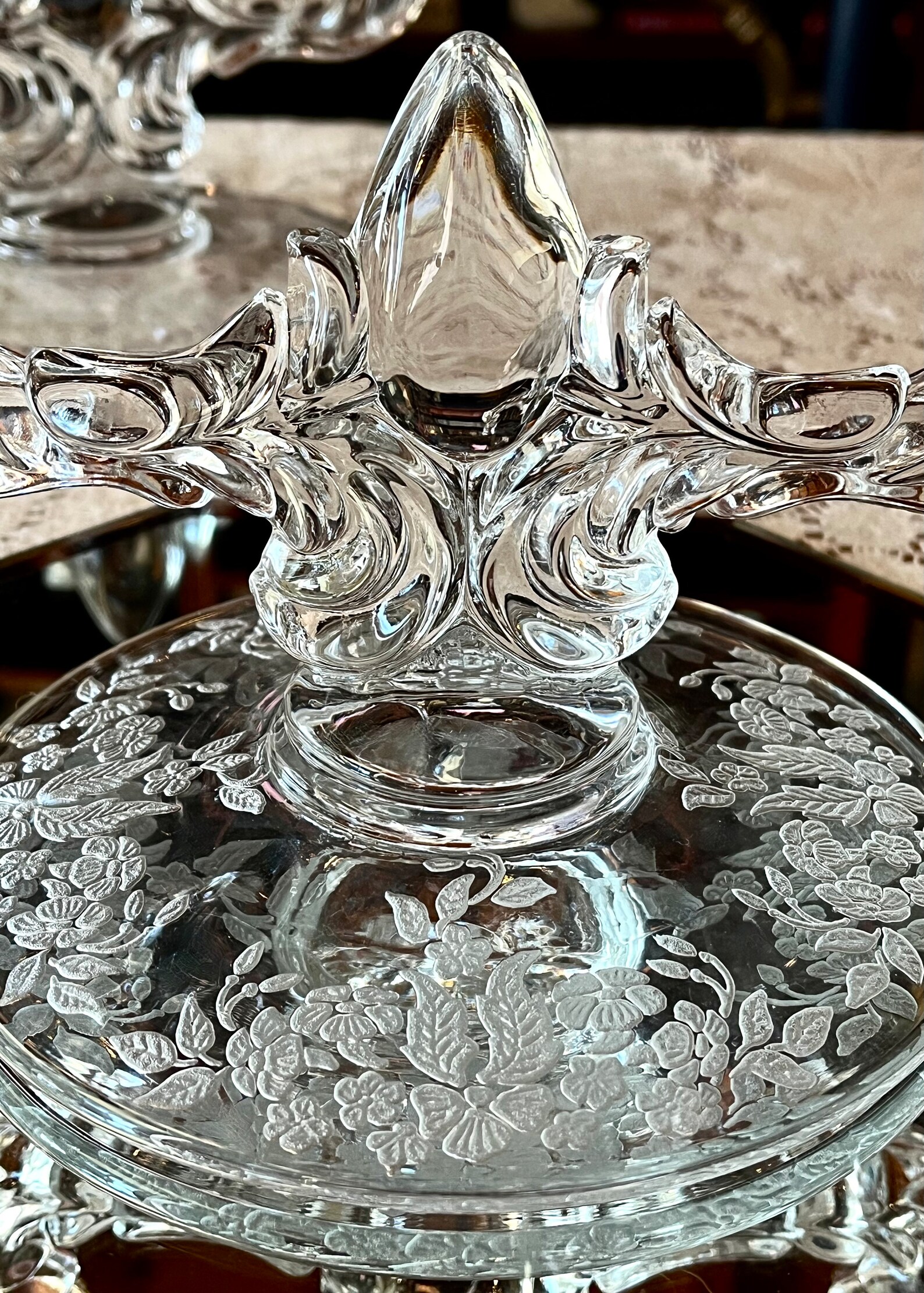 Vintage Pair 1930s New Martinsville Glass viking flower Basket Double ...