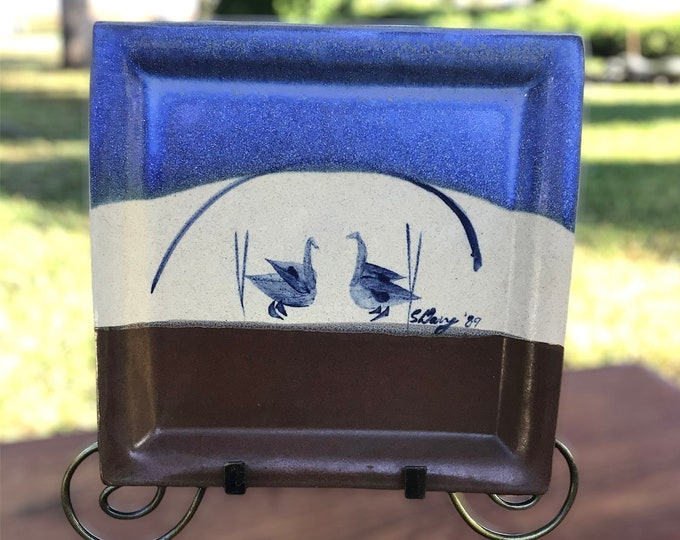 1989 Signed Susan Davy Studio Art Pottery Square Plate - Etsy