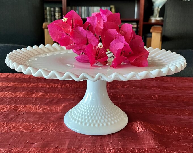 Vintage Fenton Milk Glass Hobnail Cake Stand Circa 1940s (marked) - Etsy