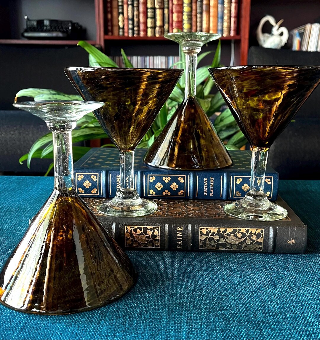 Hand-blown Tortoise Shell Martini Glasses - Set of 4 - Etsy