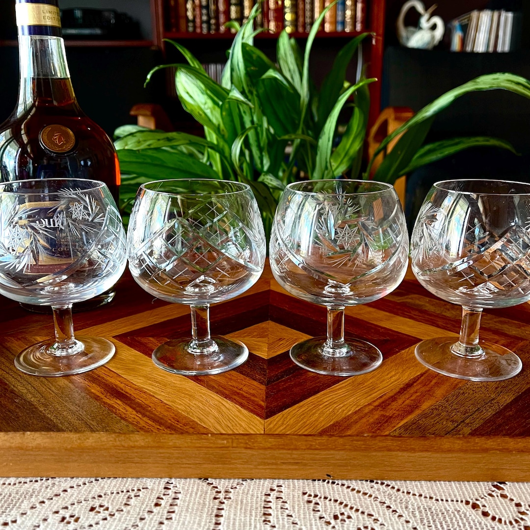 Vintage Cut Crystal Brandy Snifters - Set of 4 - Etsy