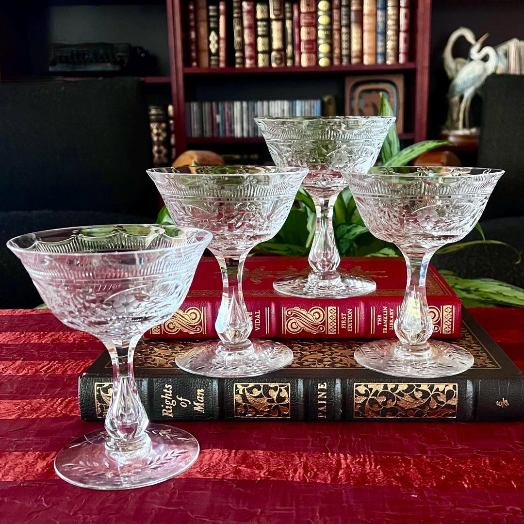 RARE Antique Cut Crystal Cocktail or Champagne Coupes - Seneca Glass ...