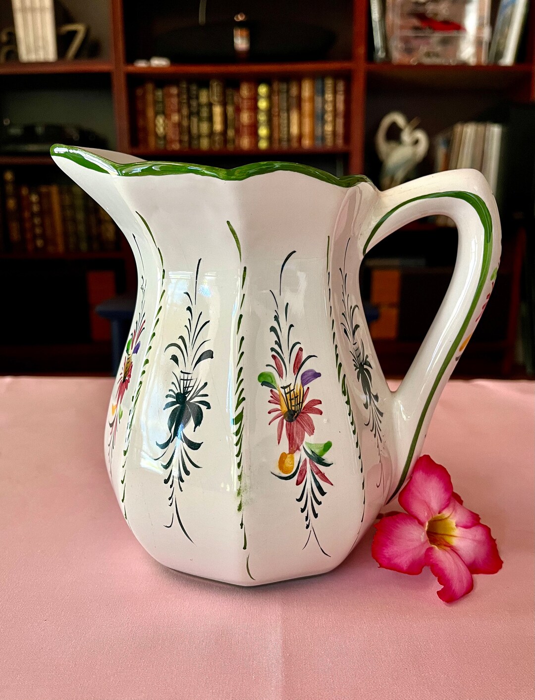 Vintage Hand-painted Portuguese Ceramic Pitcher in Majolica Colors - Etsy