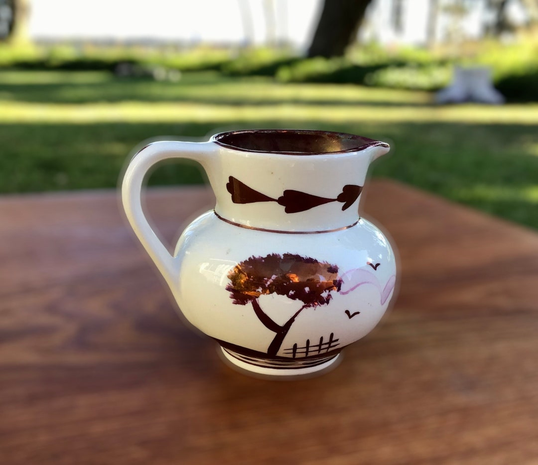 Vintage English old Castle White and Copper Luster Ware Mini-cream ...