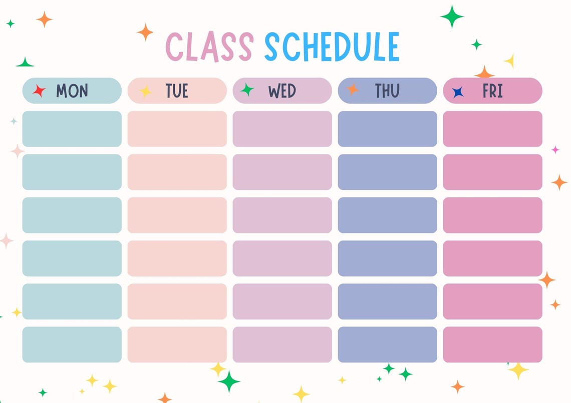 Class Schedule - Etsy