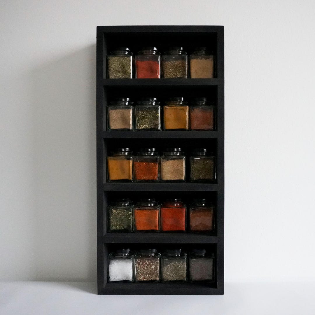 Black Spice Rack With 20 Spice Jars - Etsy