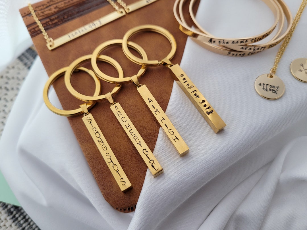 Archery Keychains - Stamped Gold Bars - Etsy
