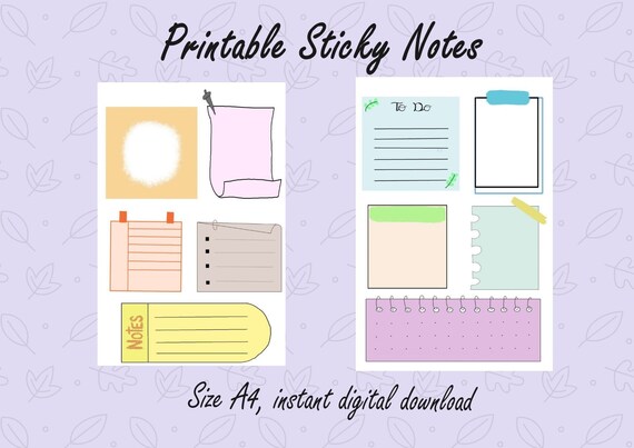 Instant Download Printable Sticky Notes Pack Printable | Etsy