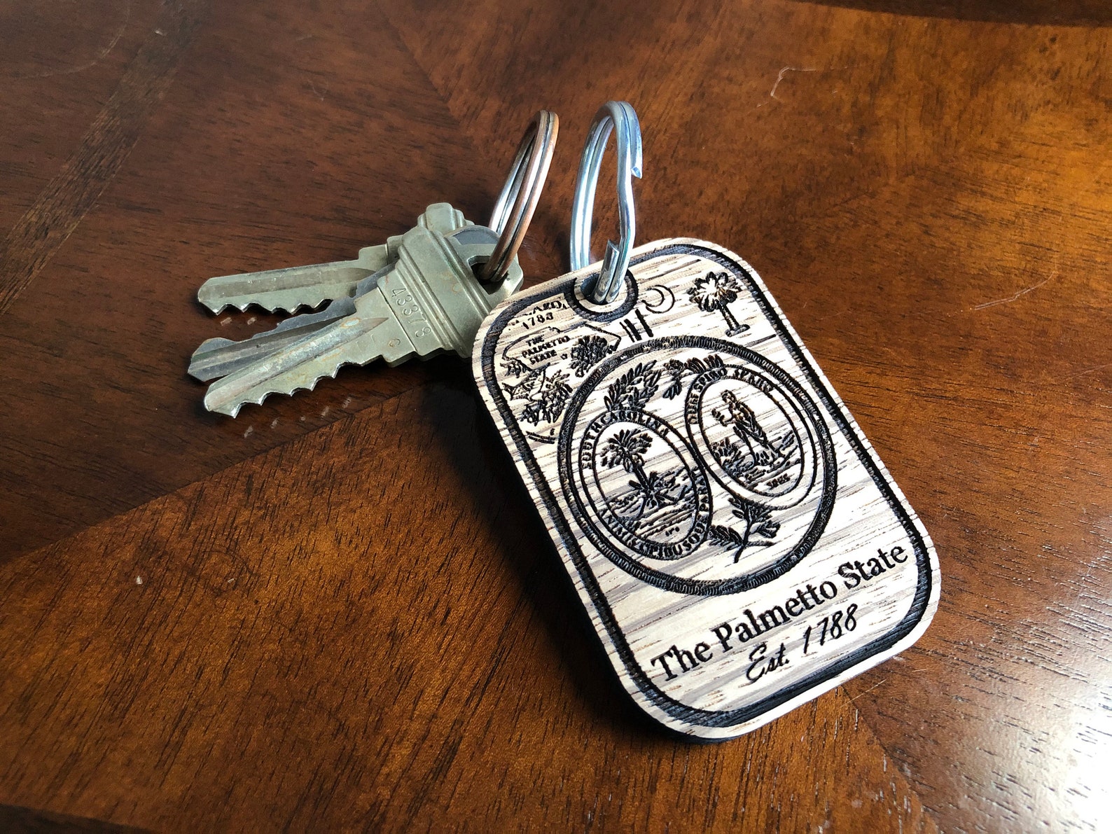 South Carolina Keychain the Palmetto State Est. 1788 Laser - Etsy