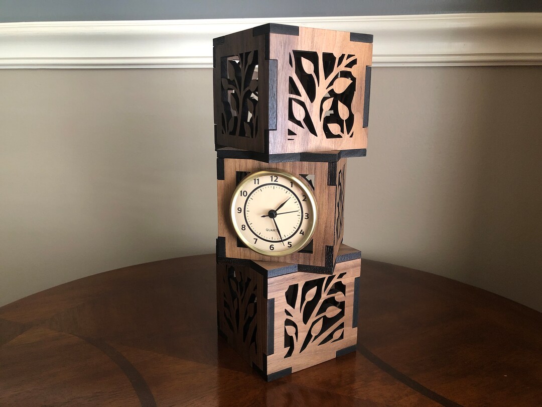 Ascending Cubes Mantle Clock Decorative Wood 3D Table Clock - Etsy