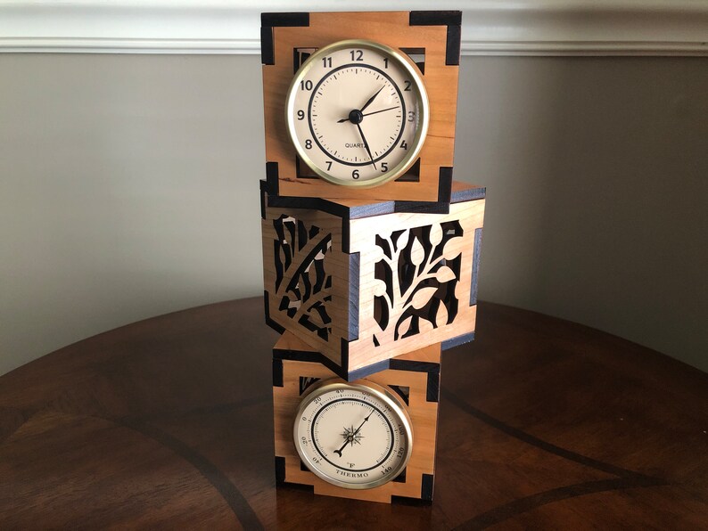 Ascending Cubes Mantle Clock Decorative Wood 3D Table Clock - Etsy