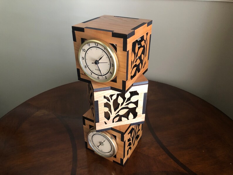 Ascending Cubes Mantle Clock Decorative Wood 3D Table Clock - Etsy