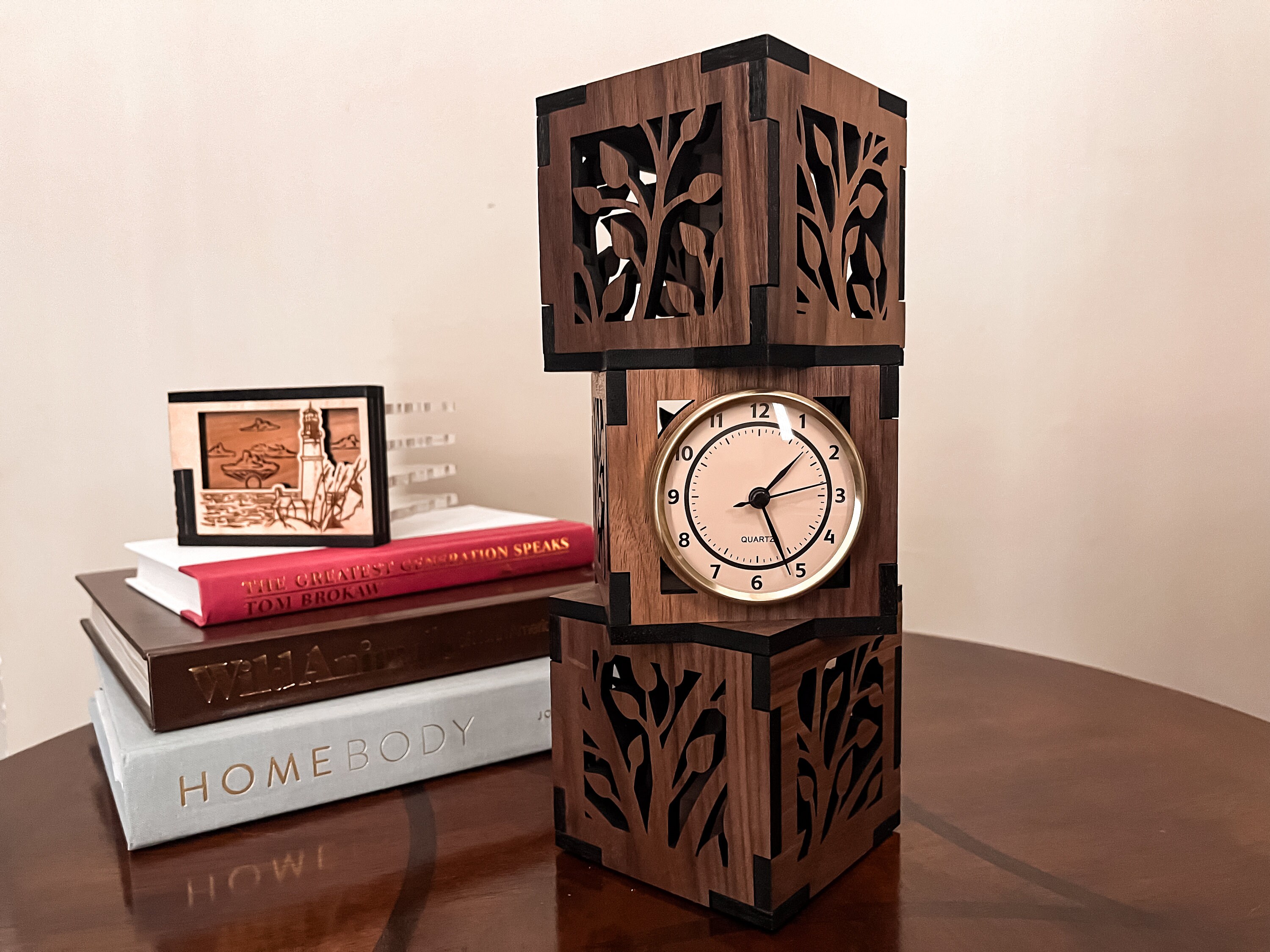 Ascending Cubes Mantle Clock Decorative Wood 3D Table Clock - Etsy