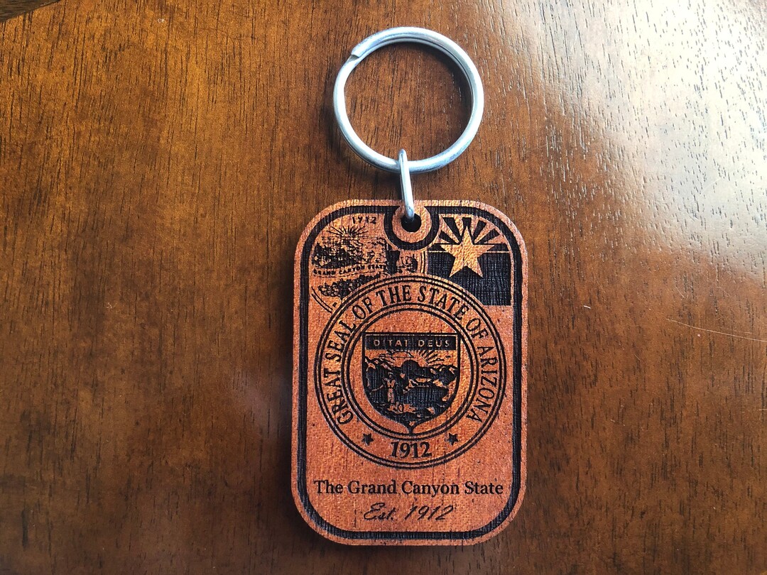 Arizona Keychain the Grand Canyon State Est. 1912 Laser Engraved Wood ...