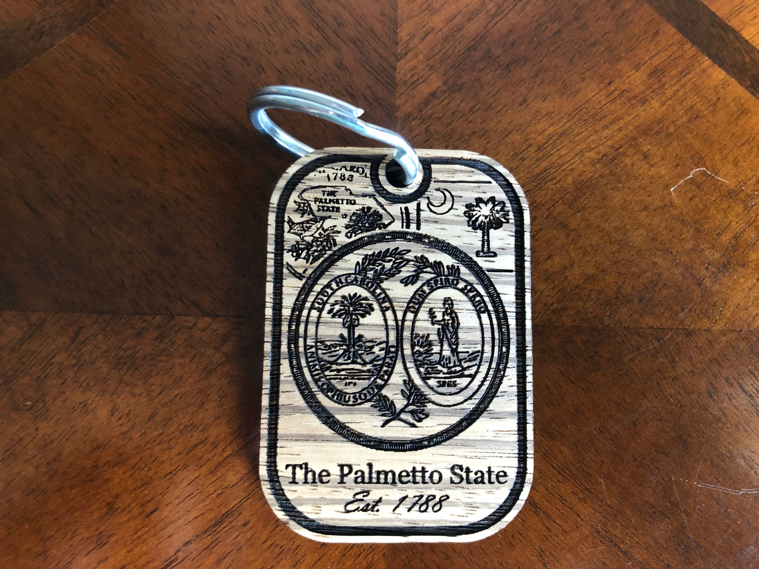 South Carolina Keychain the Palmetto State Est. 1788 Laser - Etsy