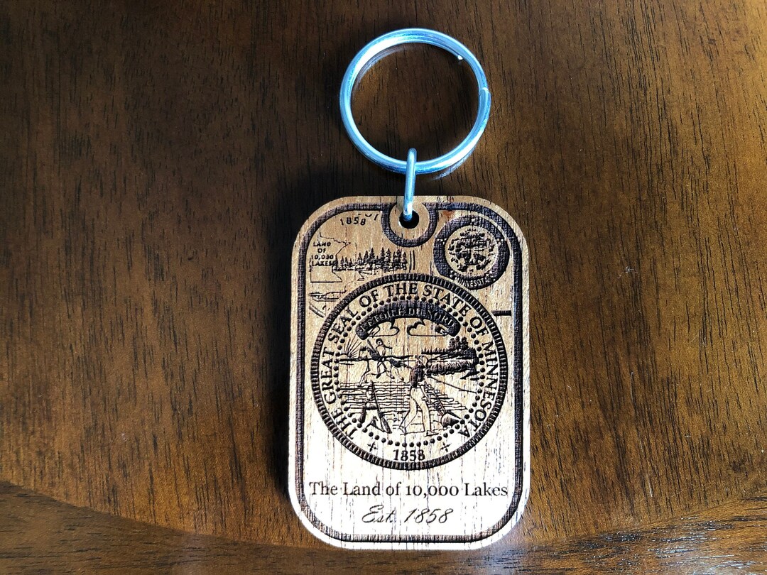 Minnesota Keychain the Land of 10,000 Lakes Est. 1858 Laser Engraved ...