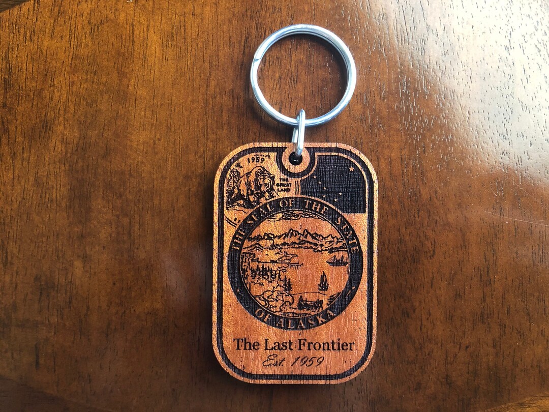 Alaska Keychain the Last Frontier Est. 1959 Laser Engraved Wood Key ...