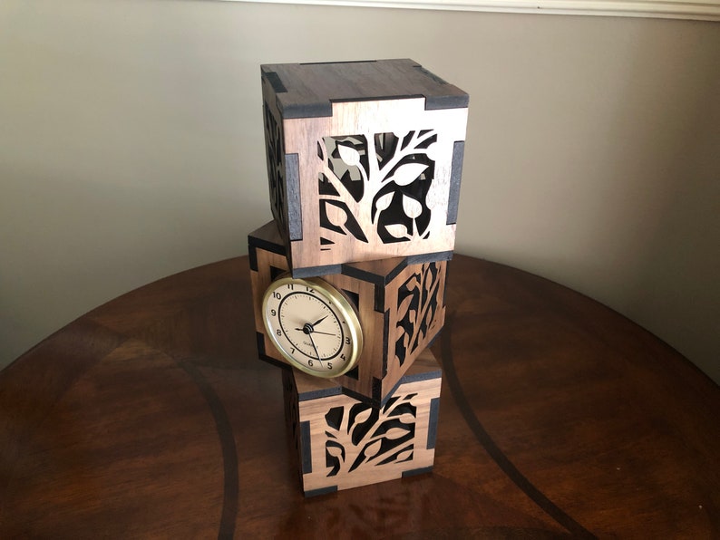 Ascending Cubes Mantle Clock Decorative Wood 3D Table Clock - Etsy