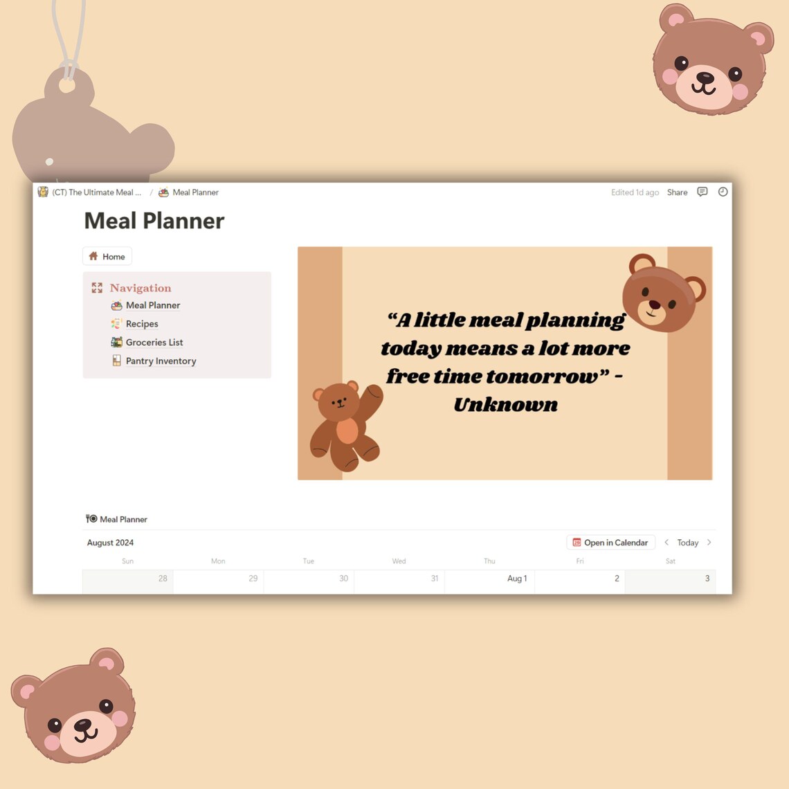 Ultimate Meal Planner Template for Notion Digital Meal Planning Grocery ...