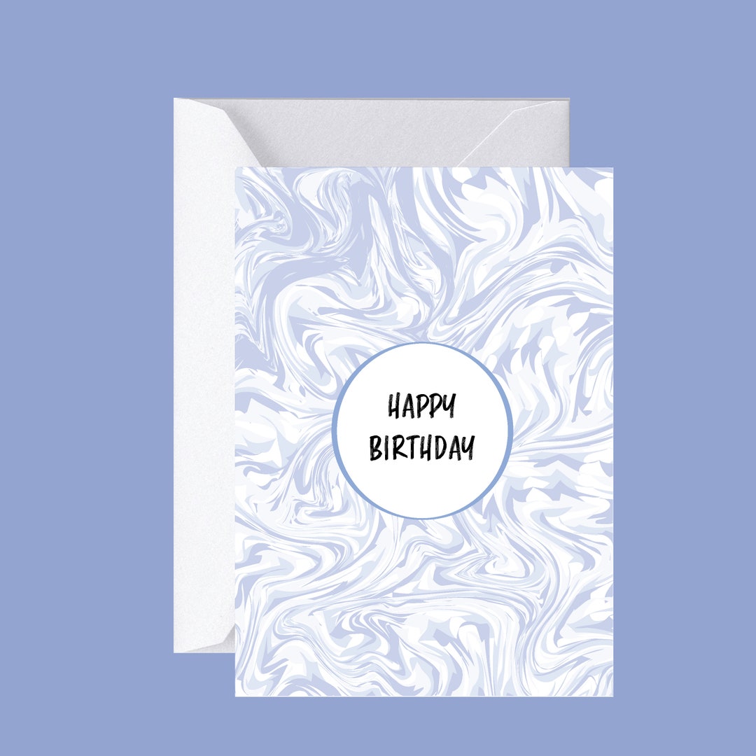 Happy Birthday Blue Marble Digital File 5 X 7 JPG Card - Etsy