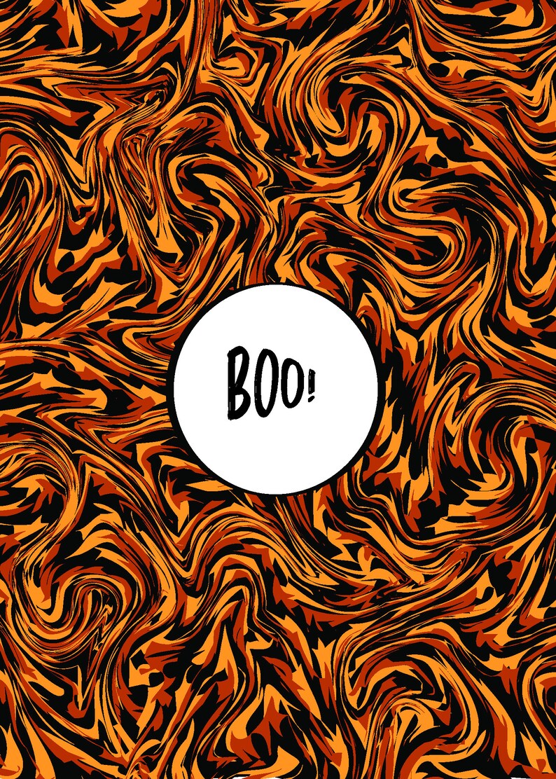 Halloween Spooky boo Marble Printable Card 5x7 Download JPG Yourself - Etsy