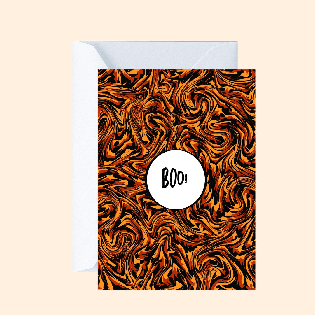 Halloween Spooky boo Marble Printable Card 5x7 Download JPG Yourself - Etsy