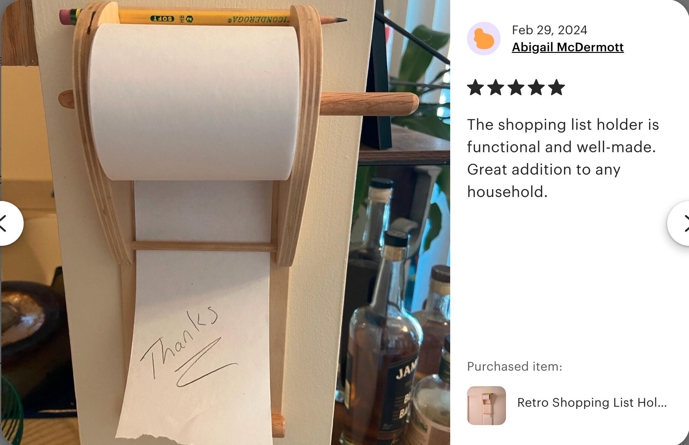 Retro Shopping List Holder | Handmade Kitchen Organizer | Grocery List ...