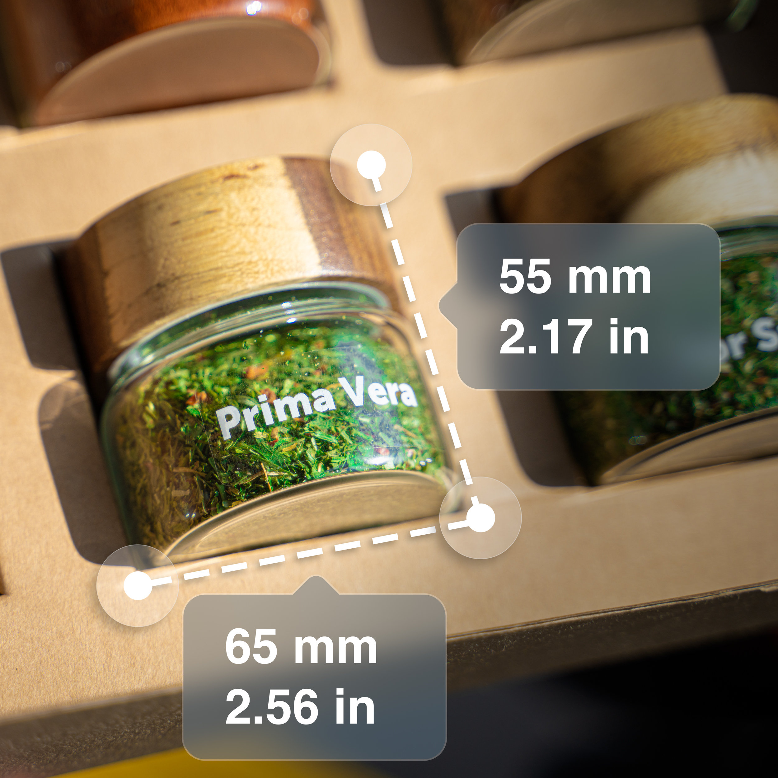 Mediterranean Spice Jar in Wood-corked Glass Bottles A Gourmet 6-piece ...