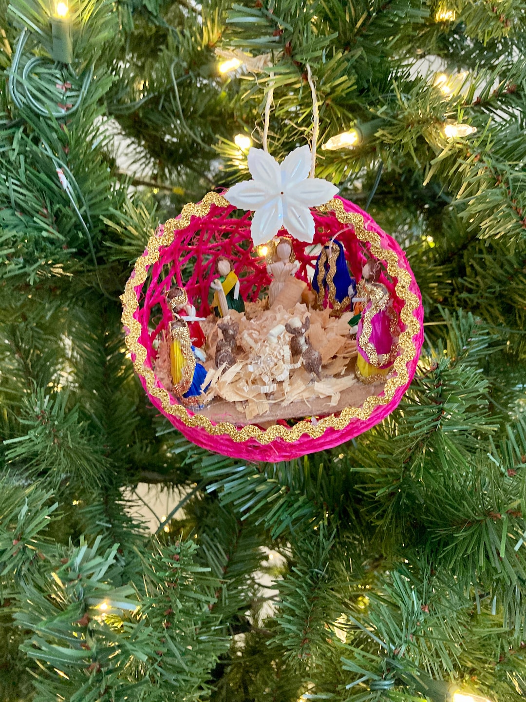 Nativity Scene Ornament Made in Mexico Nativity Artisanal Dry Corn Husk ...