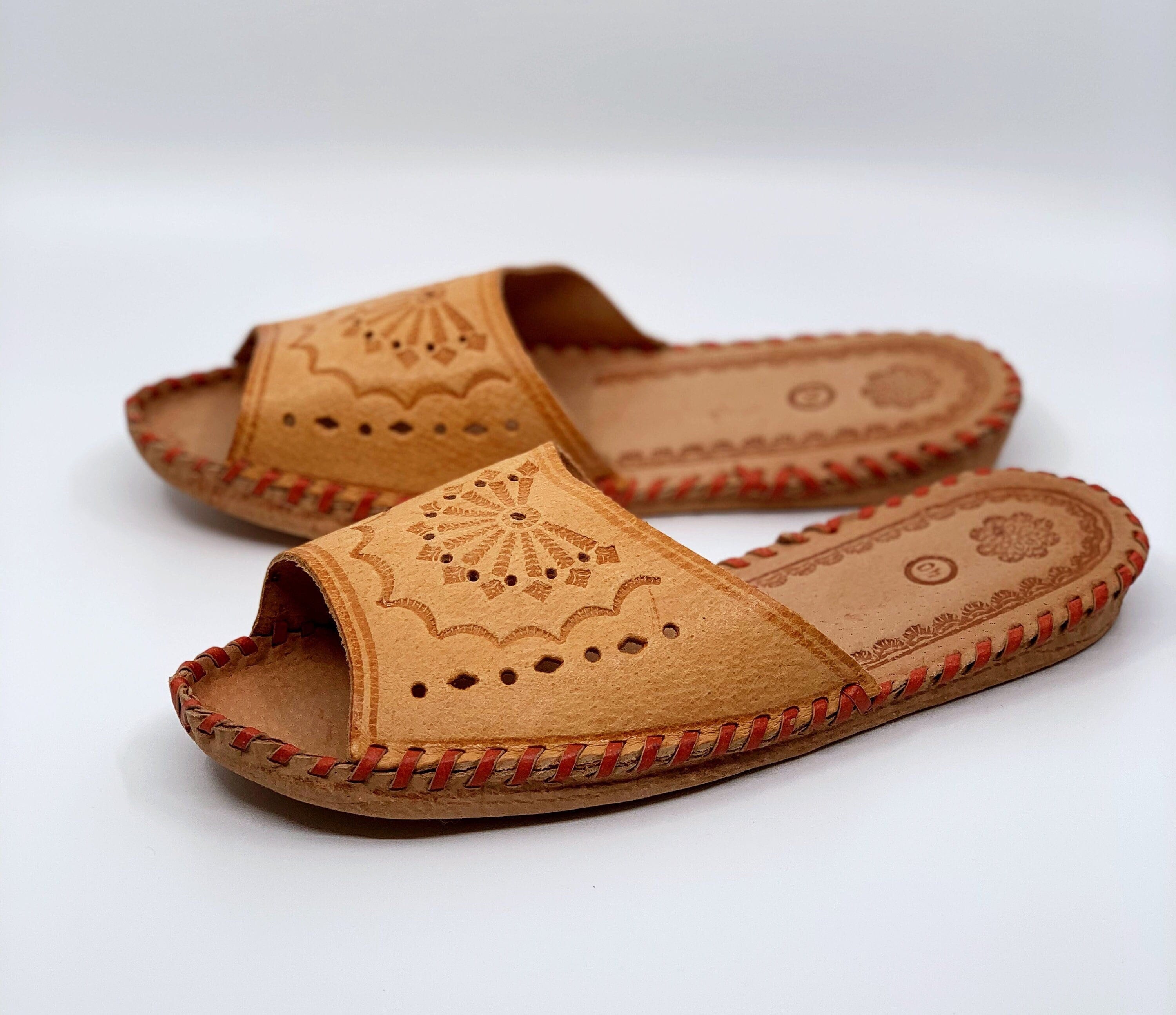 Women's Leather Mountaineer Slippers, Openwork, Natural, Highlander ...