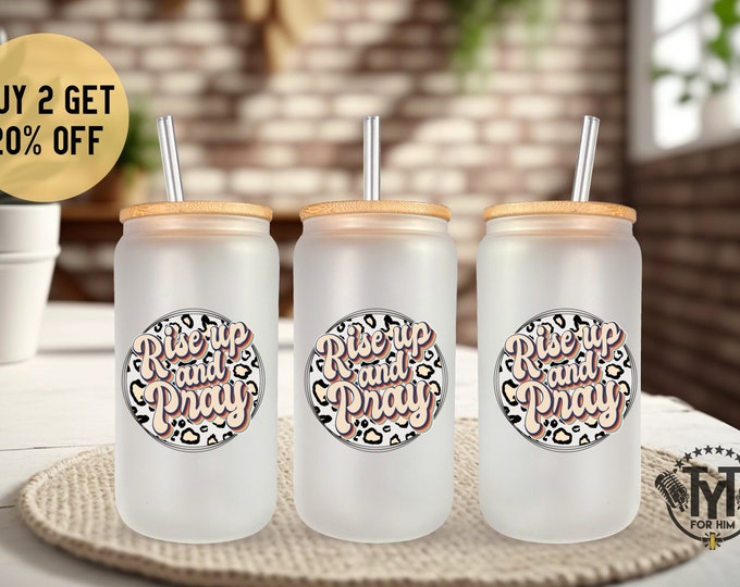 Pray Wait Trust Glass Can, Christian Cup for Women, Religious Gift for ...