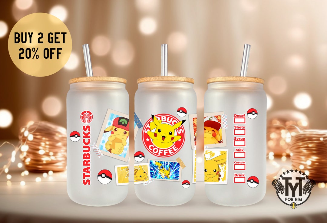 Pokémon Frosted Glass Cup, Pikachu Glass, Iced Coffee Cup, Trendy Cup ...