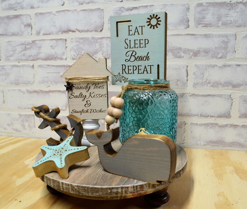 Beach Tray Decor summer Decor Starfish Beach Block Sign - Etsy
