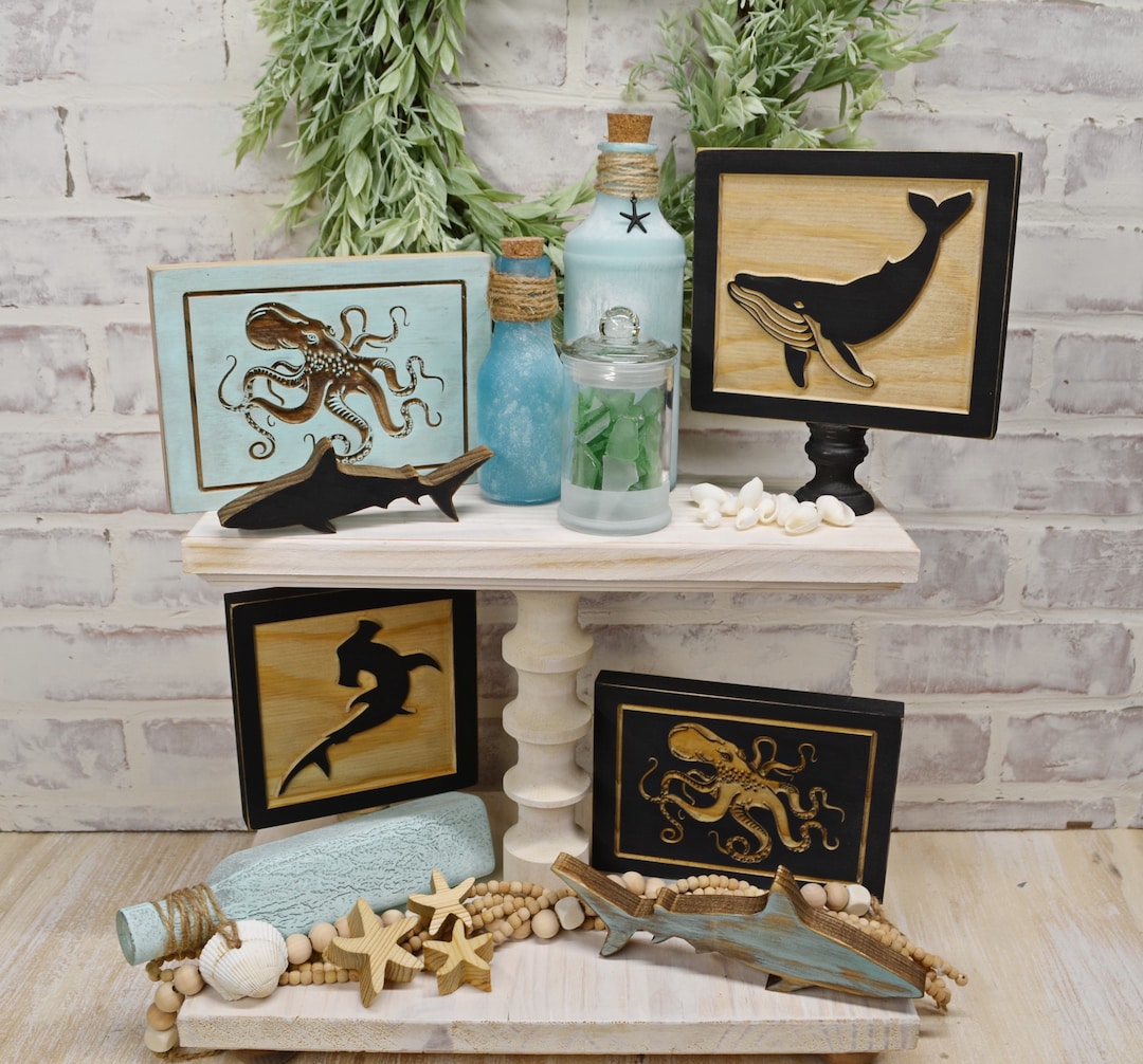 Creatures of the Deep Decor *sharks *octopus *sea Glass Vases ...