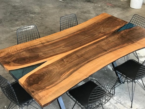 Solid Wood Dining Table Kitchen Table Live Edge Dining - Etsy