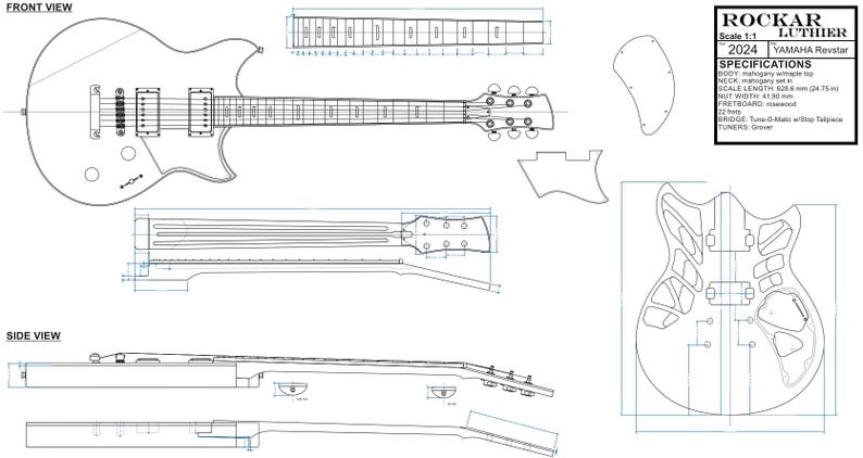 Plans/blueprints for Luthier, Style Yamaha REVSTAR Guitar - Etsy