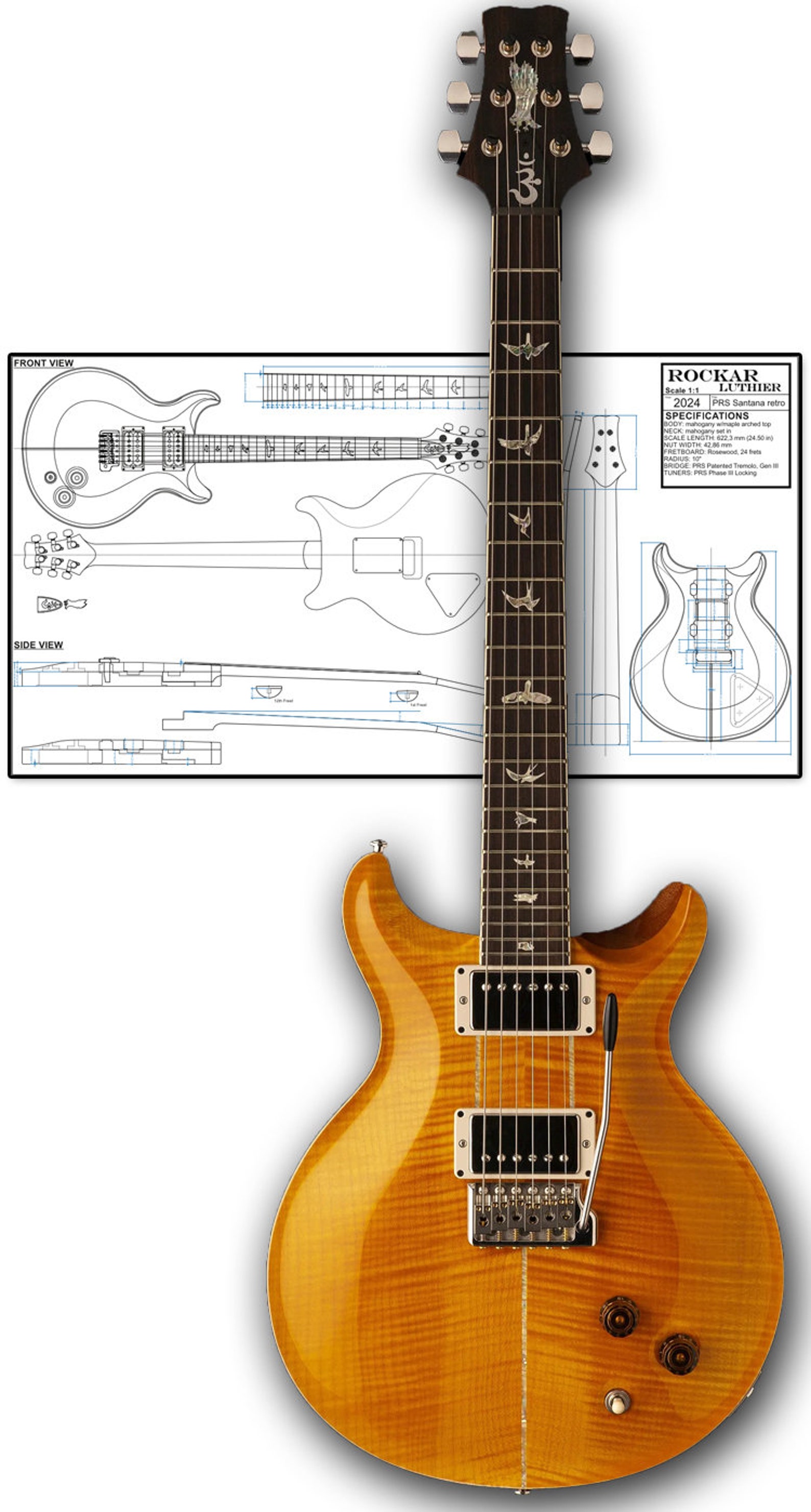 Plans/blueprints for Luthier, Style PRS Santana Retro 10 Top Guitar - Etsy