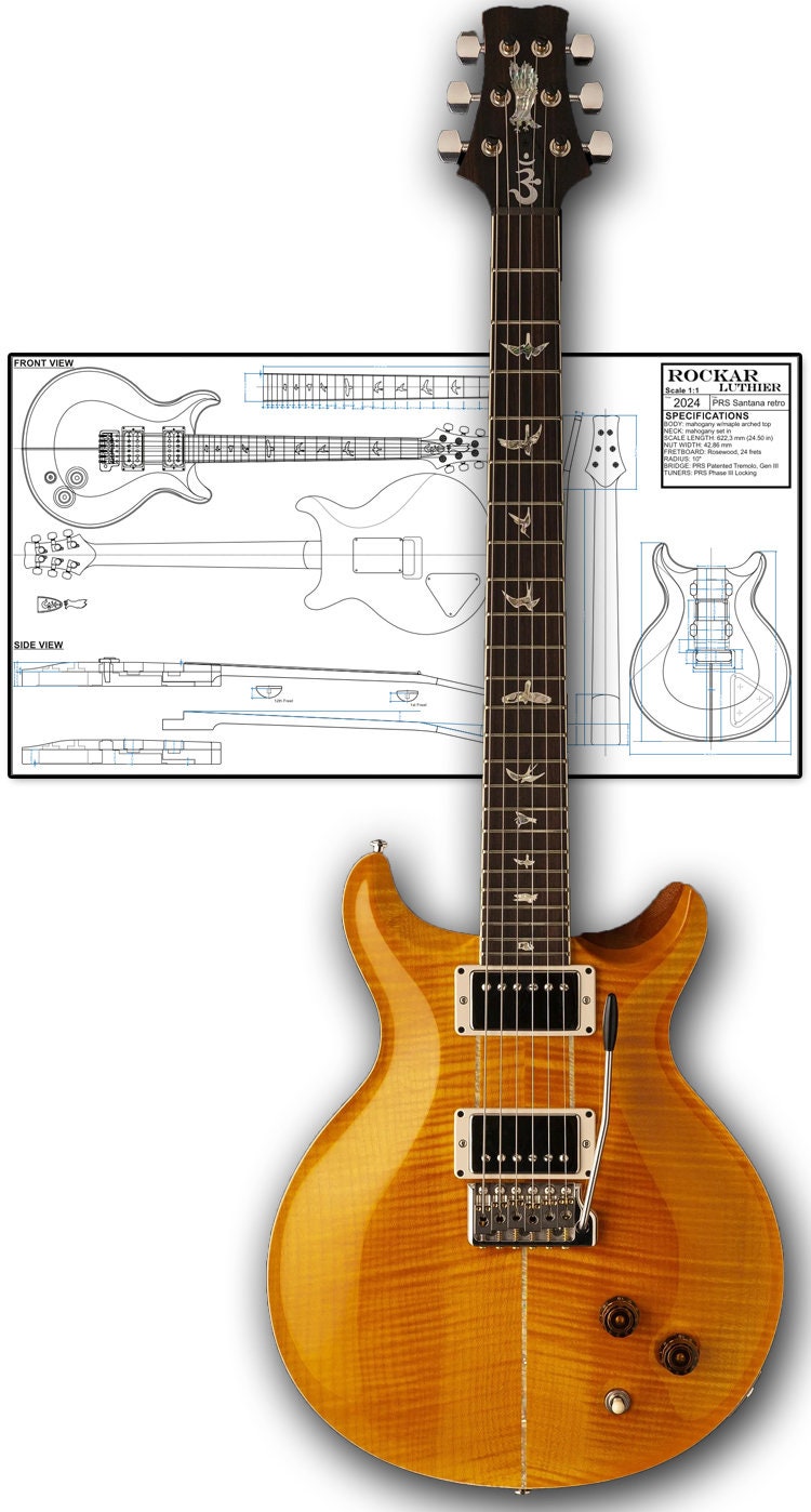 Plans/blueprints for Luthier, Style PRS Santana Retro 10 Top Guitar - Etsy