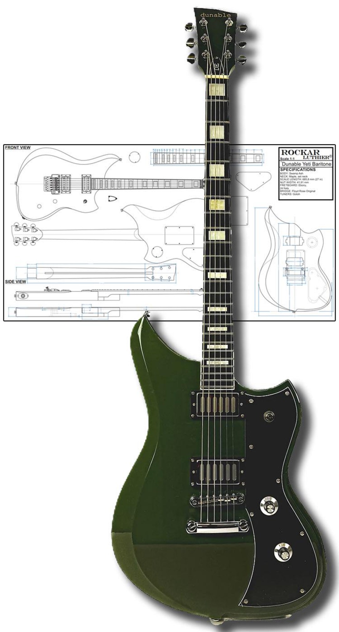Plans/blueprints for Luthier, Style Dunable Yeti Baritone Custom Guitar ...