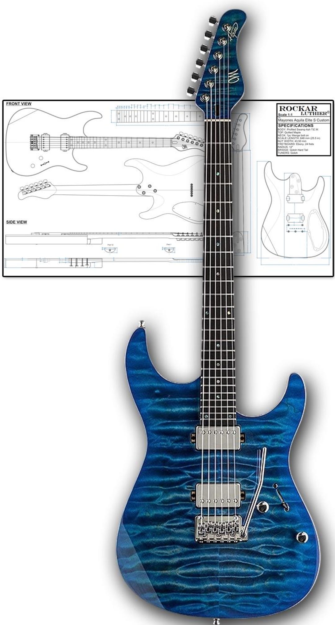 Plans/blueprints for Luthier, Style Mayones Aquila Elite S Guitar - Etsy
